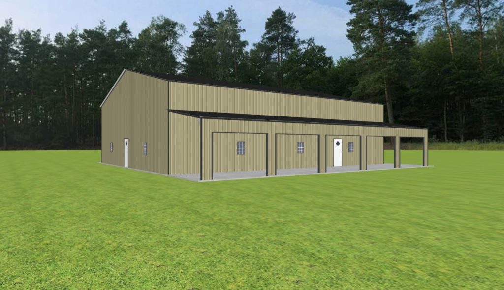 Garage with Lean To 50 x 60 x 16 - Ascential Metal Buildings