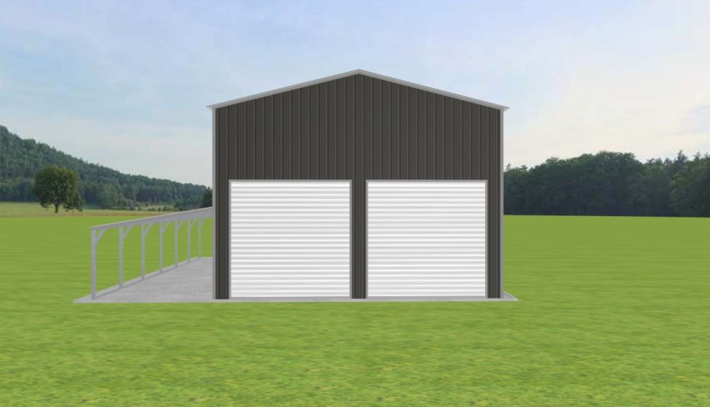 Garage with Lean To 24 x 30 x 16 - Ascential Metal Buildings