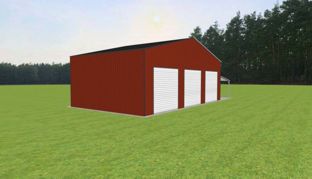 Garage with Lean To 50 x 30 x 16 - Ascential Metal Buildings