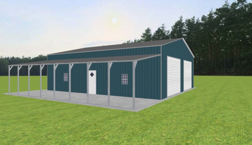 Garage with Lean To 36 x 40 x 12 - Ascential Metal Buildings
