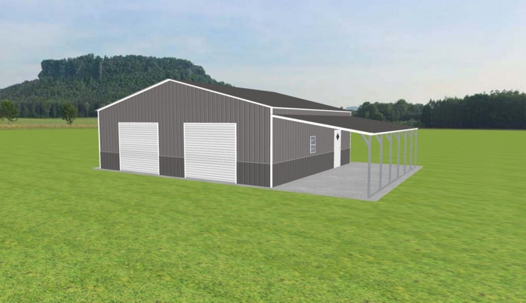 Garage with Lean To 34 x 30 x 10 - Ascential Metal Buildings